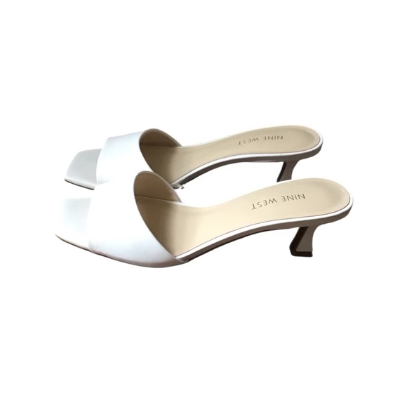 Nine West | Shoes | Nine West White Mules With Elegant Low Heel | Poshmark